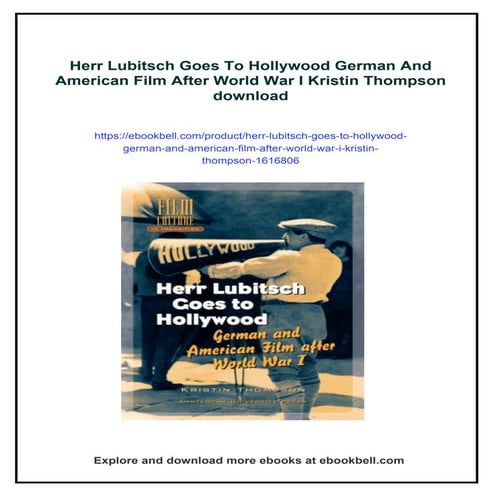 Herr Lubitsch Goes To Hollywood German And American Film After World ...