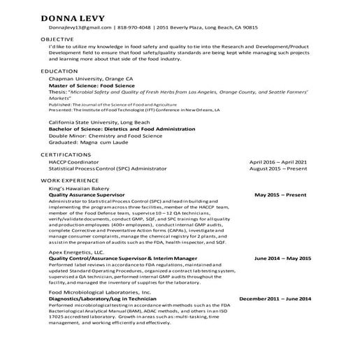 Resume - Donna Levy | DOCX