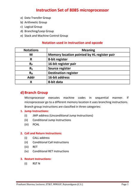 8085 arithmetic instructions | PDF