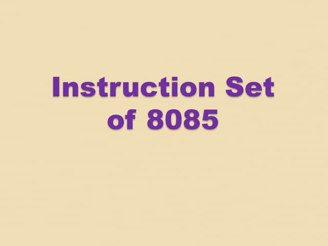 Instruction Set 8085 | PPT