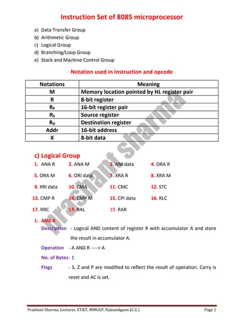 8085 branching instruction | PDF
