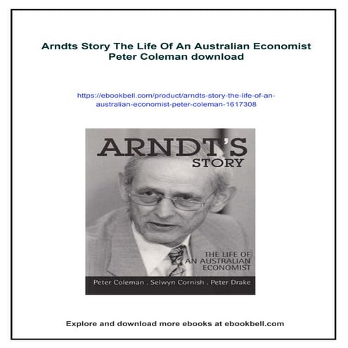 Arndts Story The Life Of An Australian Economist Peter Coleman | PDF