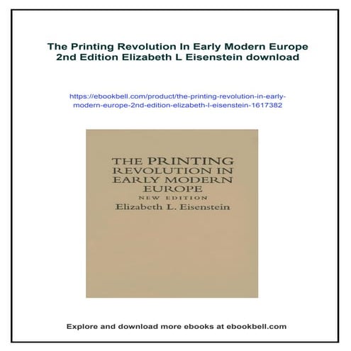 The Printing Revolution In Early Modern Europe 2nd Edition Elizabeth L ...