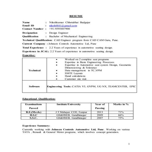 Resume_Nilesh Badgujar | DOCX