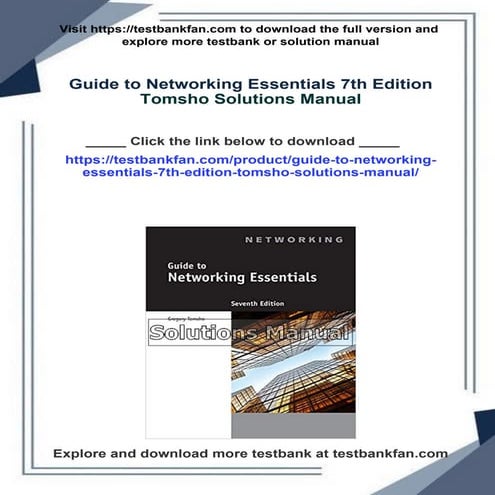 Guide to Networking Essentials 7th Edition Tomsho Solutions Manual | PDF