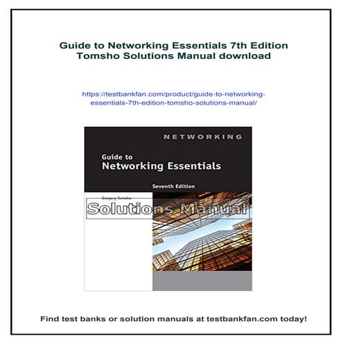Guide to Networking Essentials 7th Edition Tomsho Solutions Manual | PDF