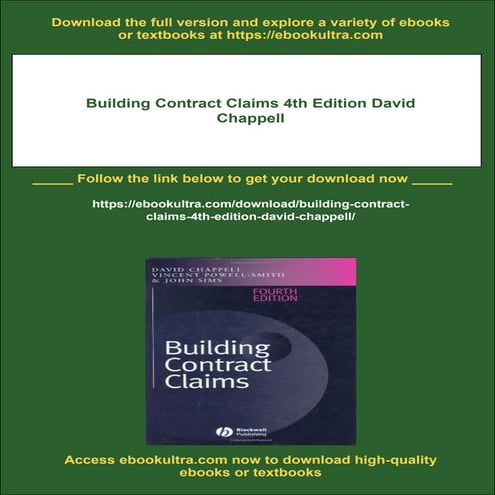 Building Contract Claims 4th Edition David Chappell | PDF