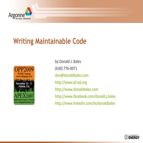 Writing Maintainable Code Ppt