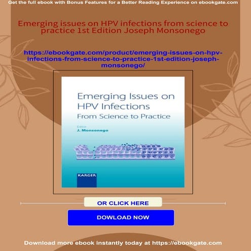 Emerging issues on HPV infections from science to practice 1st Edition Joseph Monsonego | PDF
