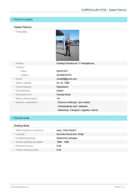 Cv evropski-format | DOC