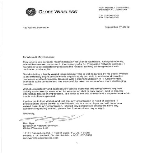 recommendation from Globe | PDF