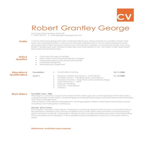 Robert Grantley George CV | DOCX