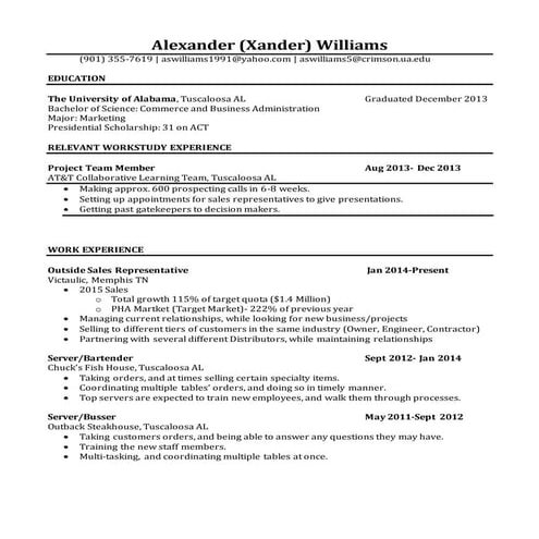 Xander Resume 2016 (1) | DOCX