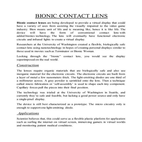 Bionic Contact Lens | DOCX