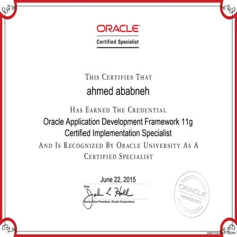 Oracle Adf Certificate Ppt