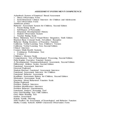 ASSESSMENT INSTRUMENT COMPETENCE | PDF