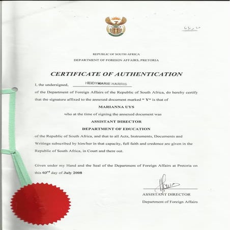 Certificate of Authentication | PDF