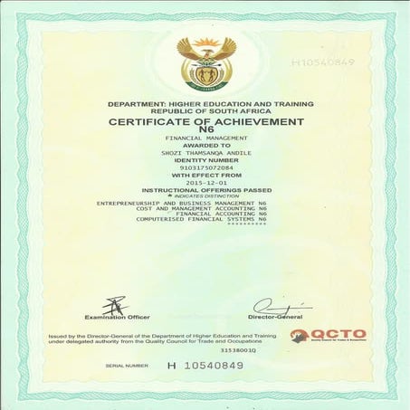 N6 Certficate Pdf