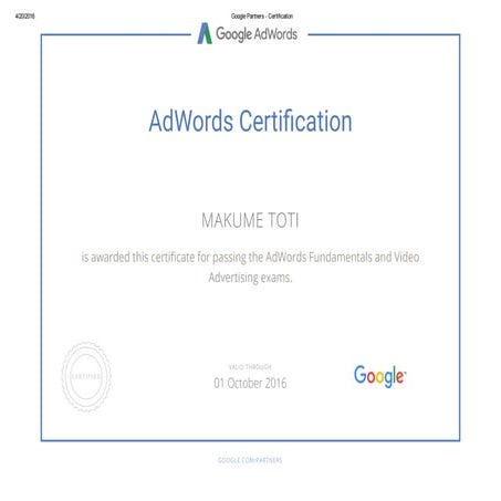 Google Partners - Certification | PDF
