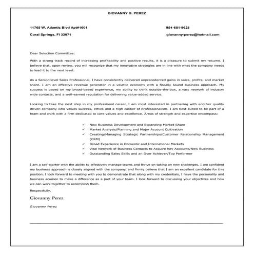 Sales rep prescreening questionnaire | DOC