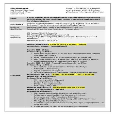 Resume govindan | DOC