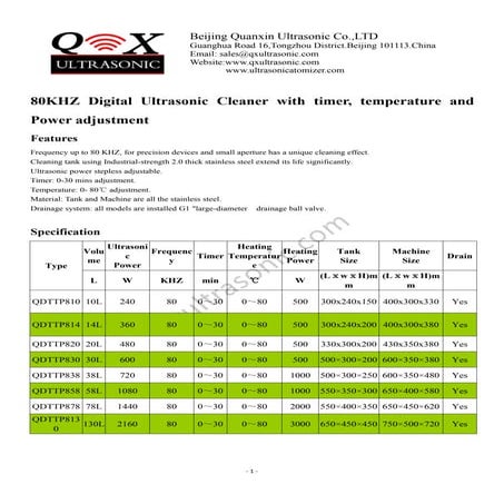 80 khz digital ultrasonic cleaner with timer, temperature and power ...