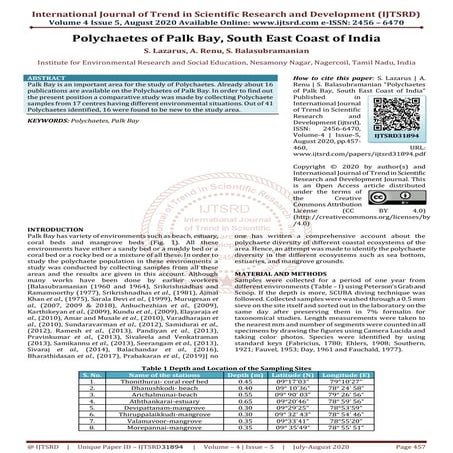 Polychaetes of Palk Bay, South East Coast of India | PDF | Zoos ...
