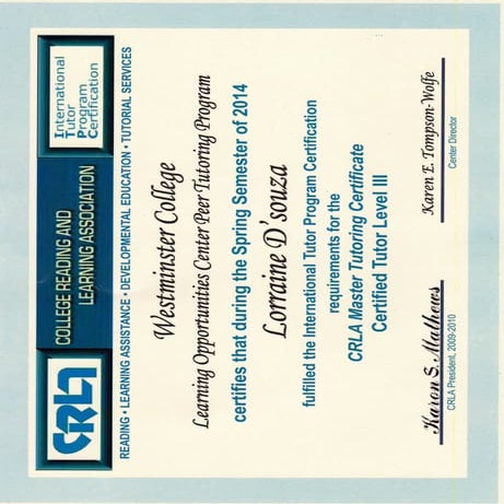 CRLA Tutor III | PDF