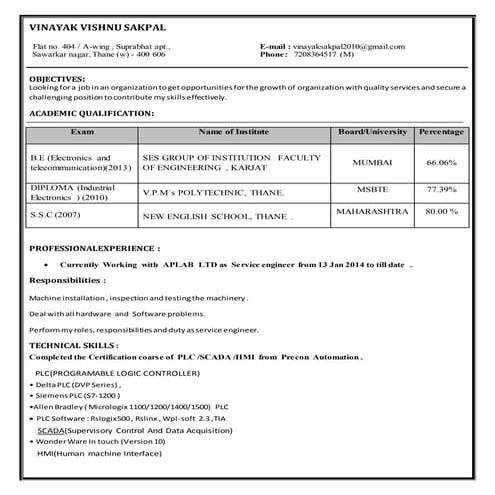 Vinayak Resume | DOCX