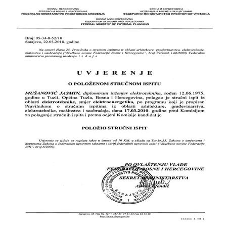 PROFESSIONAL CERTIFICATE MUSANOVIC | PDF