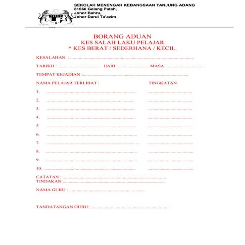 81015106 borang-aduan-disiplin | DOC