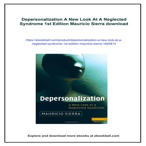 Depersonalization A New Look At A Neglected Syndrome 1st Edition ...