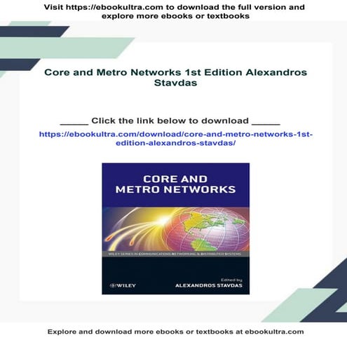 Core and Metro Networks 1st Edition Alexandros Stavdas | PDF