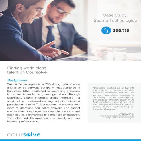 Saama Technologies and Coursolve - Case Study | PDF