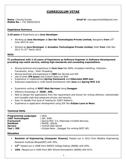 Sunil Singh Tanwar_Resume | DOCX | Programming Languages | Computing