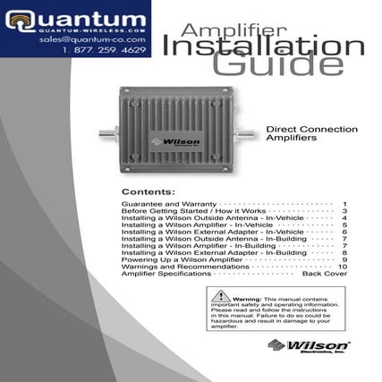 Wilson Direct Connection Cellular/PCS Dual-Band Amplifier (811201) | PDF
