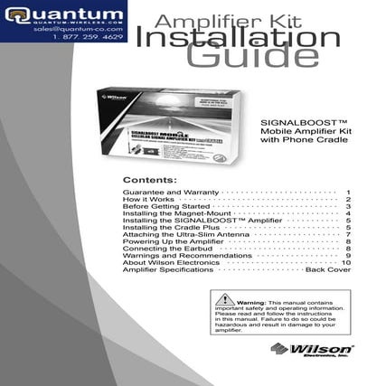 Wilson SignalBoost Cellular Amplifier Kit (811214) | PDF