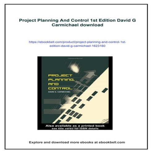 Project Planning And Control 1st Edition David G Carmichael | PDF