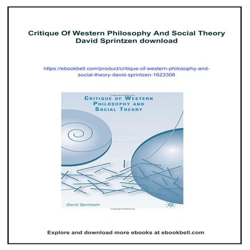 Critique Of Western Philosophy And Social Theory David Sprintzen | PDF