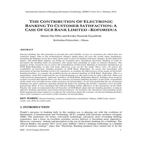 THE CONTRIBUTION OF ELECTRONIC BANKING TO CUSTOMER SATISFACTION: A CASE ...