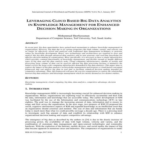 LEVERAGING CLOUD BASED BIG DATA ANALYTICS IN KNOWLEDGE MANAGEMENT FOR ENHANCED DECISION MAKING ...