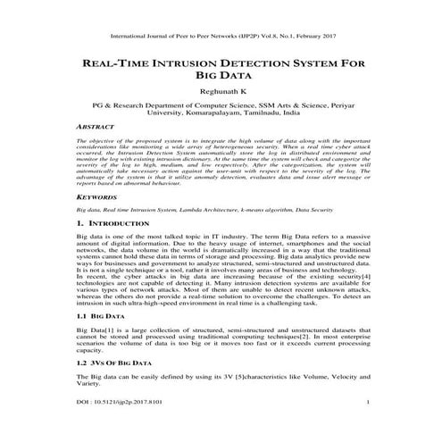 Real Time Intrusion Detection System For Big Data Pdf Computing 3616