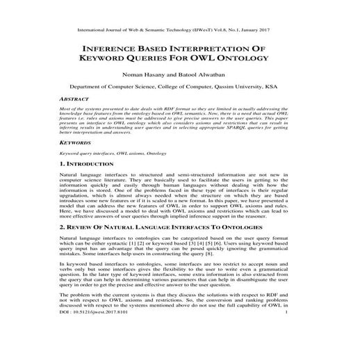 Inference Based Interpretation Of Keyword Queries For Owl Ontology