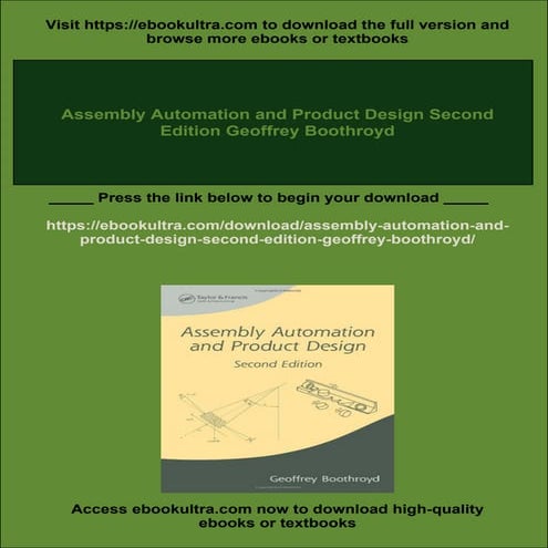 Assembly Automation and Product Design Second Edition Geoffrey ...