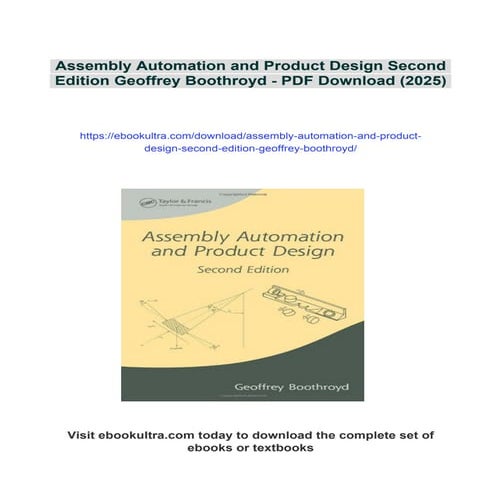 Assembly Automation and Product Design Second Edition Geoffrey ...