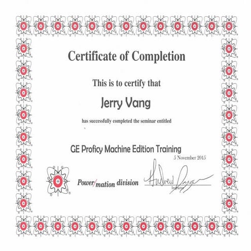 GE Proficy Machine Edition Training Certificate | PDF