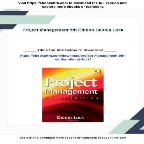 Project Management 9th Edition Dennis Lock | PDF