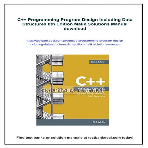 C Programming Program Design Including Data Structures 8th Edition Malik Solutions Manual Pdf