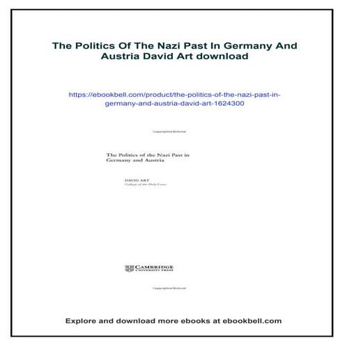 The Politics Of The Nazi Past In Germany And Austria David Art | PDF