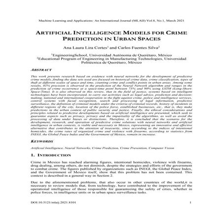 ARTIFICIAL INTELLIGENCE MODELS FOR CRIME PREDICTION IN URBAN SPACES | PDF